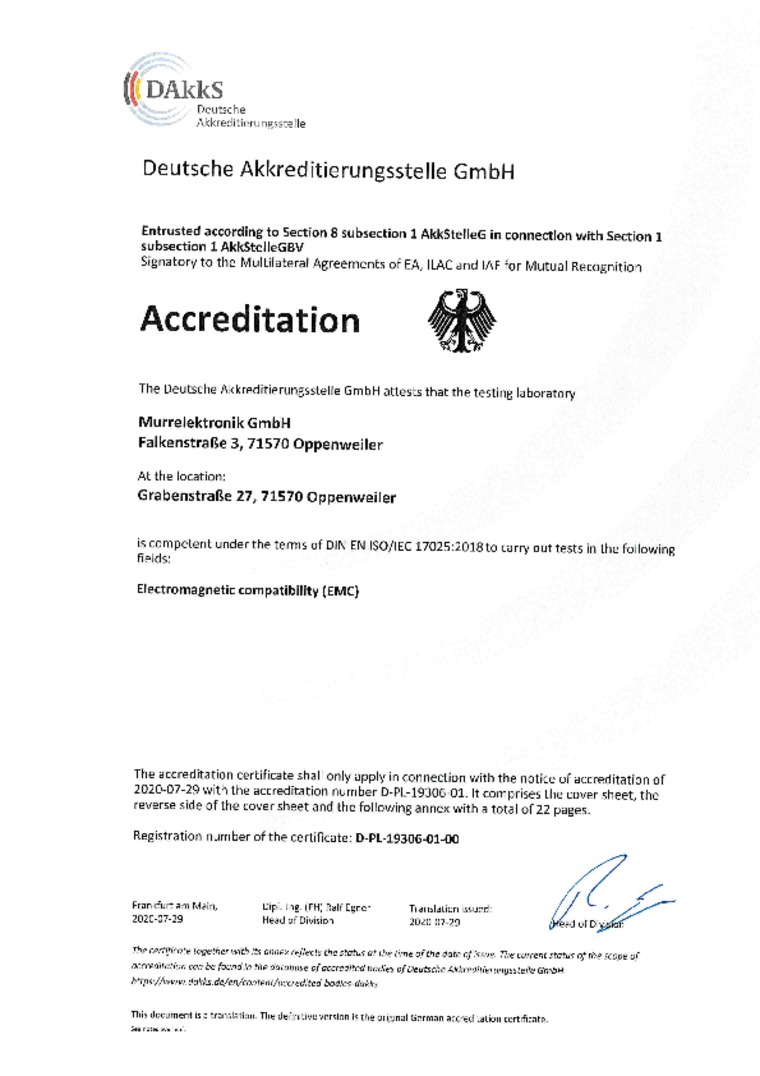 Accreditation Documents | Murrelektronik